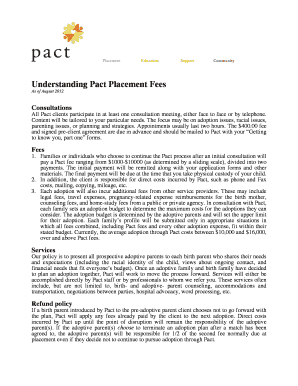 Fillable Online pactadopt Understanding Pact Placement Fees Fax Email ...