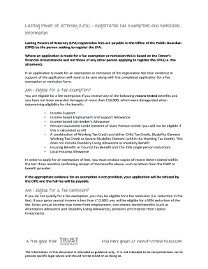 Fillable Online Lasting Power of Attorney (LPA) Registration Fee ...