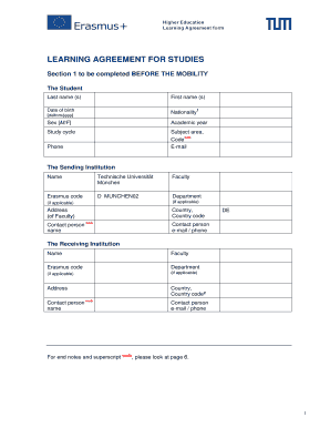 Fillable Online B2015b-16 TUM Learning Agreement for Studies ...