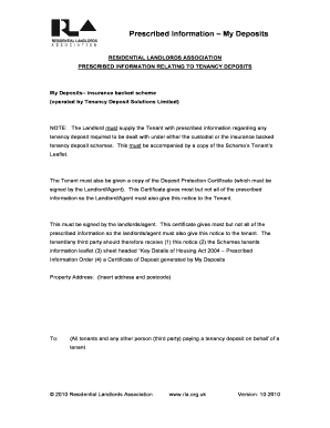 Fillable Online rla org My Deposits - Prescribed Information Fax Email ...