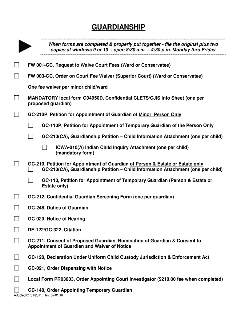 Fillable Online FW 001-GC, Request to Waive Court Fees (Ward or ...