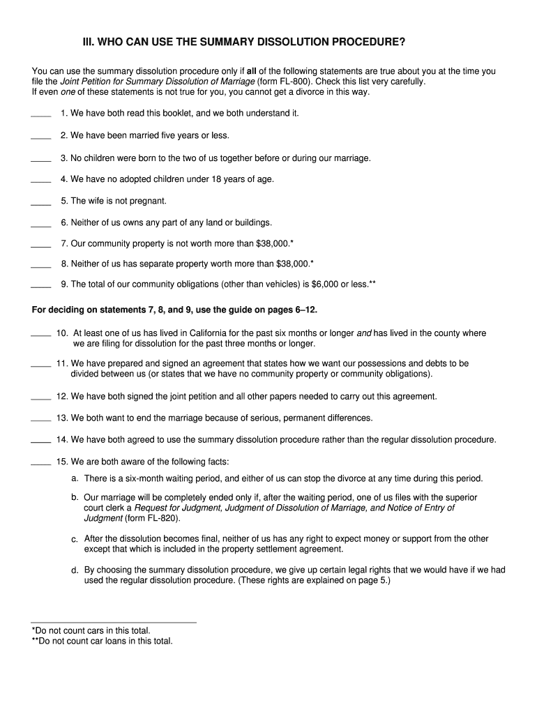 Fillable Online Summary Dissolution Information - CaliforniaFamilyLawFormscom Fax Email Print ...