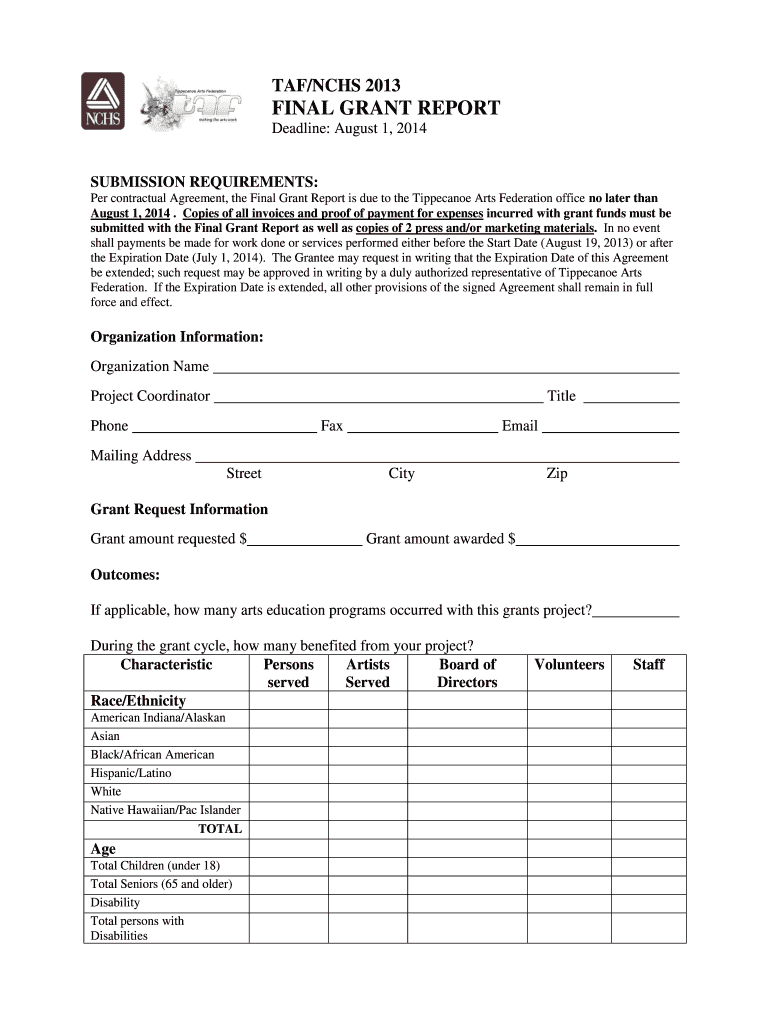 Fillable Online tippecanoearts NCHS bFY2010b - Tippecanoe Arts ...