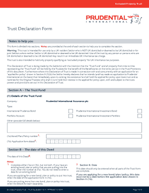Fillable Online Trust Declaration Form - Prudential International Fax ...
