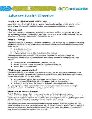 Fillable Online publicguardian qld gov Advance Health Directive form ...