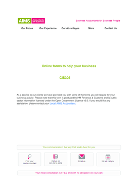 Fillable Online CIS Company registration - AIMS Accountants for Fax ...