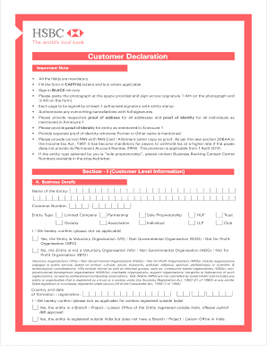 Fillable Online Customer Decleartion form10-5-10 - HSBC Fax Email Print ...