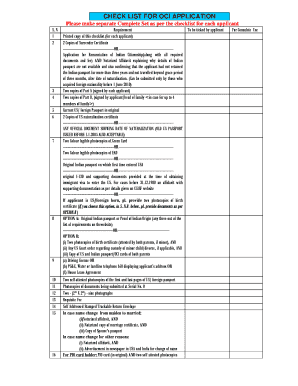 Fillable Online CHECK LIST FOR OCI APPLICATION Fax Email Print - pdfFiller