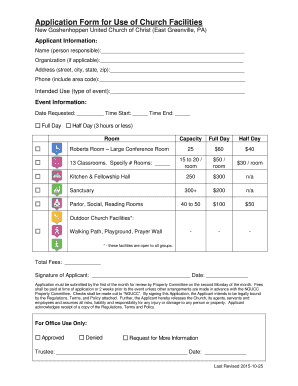 Fillable Online newgoshucc Application Form for Use of Church ...