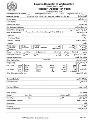Fillable Online afghanconsulatevancouver Islamic Republic of ...