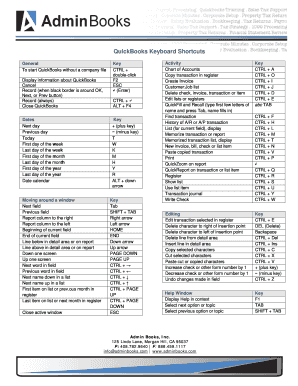 Fillable Online QuickBooks Keyboard Shortcuts - Admin Books, Inc ...