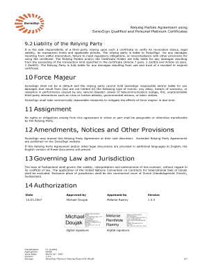 Fillable Online Relying Party Agreement - SwissSign Fax Email Print ...