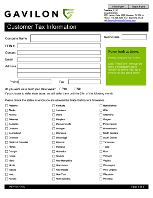 Fillable Online Customer Tax Information Fax Email Print - pdfFiller