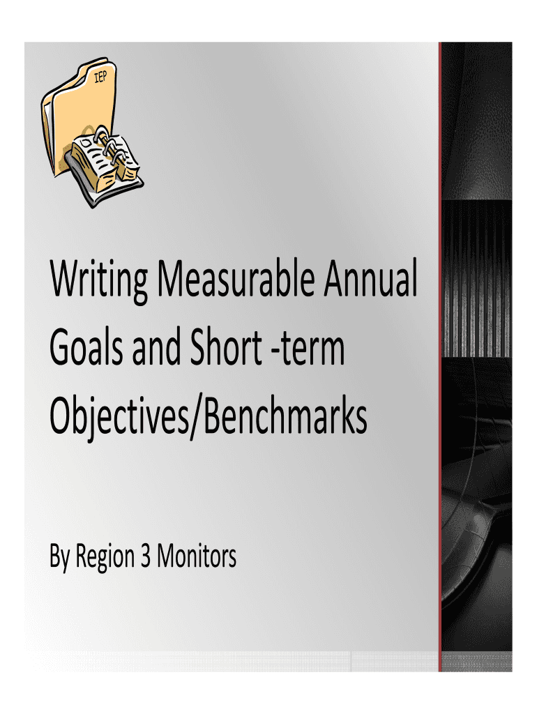 Fillable Online Measurable Annual Goals and Short term Objectives Fax ...