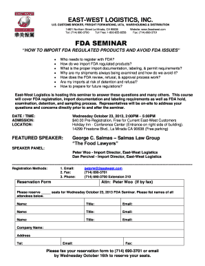 Fillable Online To View 2013 EWA FDA Seminar Invitation Letter - East ...
