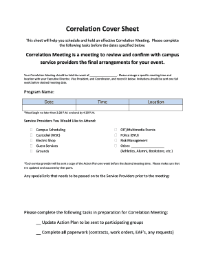 Fillable Online Correlation Cover Sheet - byusa Fax Email Print - pdfFiller