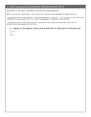 Fillable Online esru strath ac 1Post Occupancy Evaluation Questionnaire ...