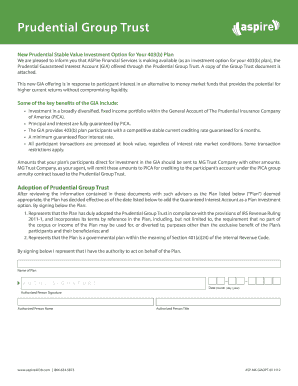 Fillable Online Prudential Group Trust - Aspire Fax Email Print - pdfFiller