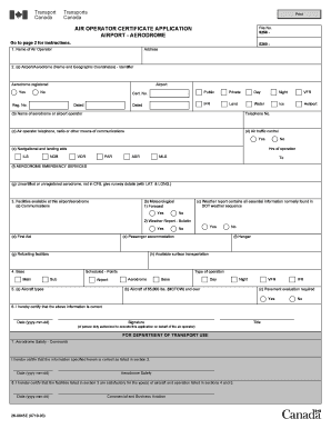 Fillable Online AIR OPERATOR CERTIFICATE APPLICATION AIRPORT - Fax ...