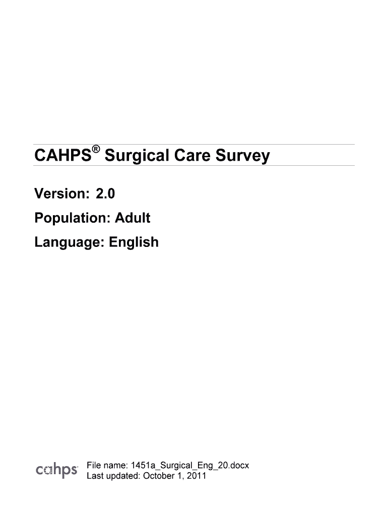 Fillable Online ascrs CAHPS Surgical Care Survey Patients experiences ...