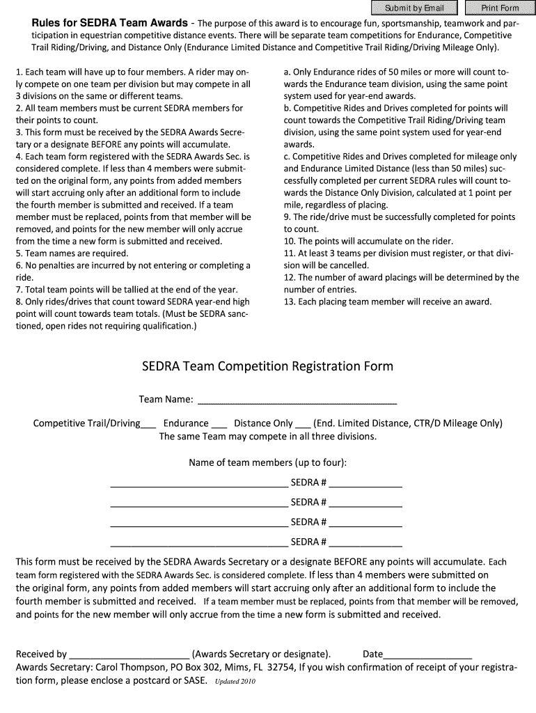 Fillable Online distanceriding To complete SEDRA's Team Form Fax Email ...