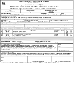 Fillable Online nmuj digitaluniversity Student's Name AMBIKAR TEJAS ...