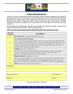 Fillable Online Resident Notice-Request Form - Tower View Fax Email ...
