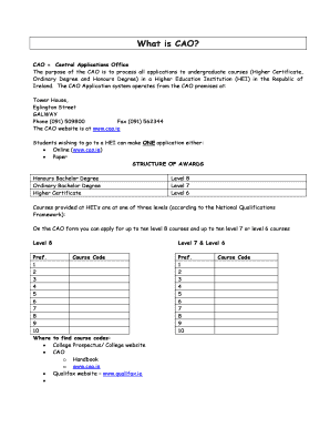 Fillable Online cavanadulteducation CAO Factsheet - What is CAO - Cavan ...