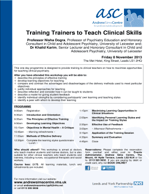 Fillable Online Training Trainers to Teach Clinical Skills Fax Email Print - pdfFiller