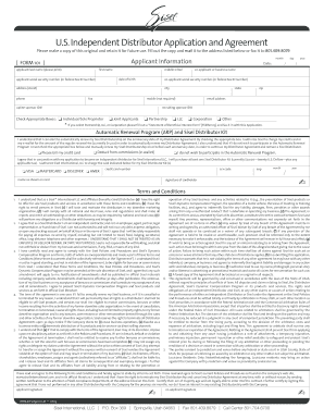 Fillable Online U.S. Distributor Application and Agreement Form - Sisel ...