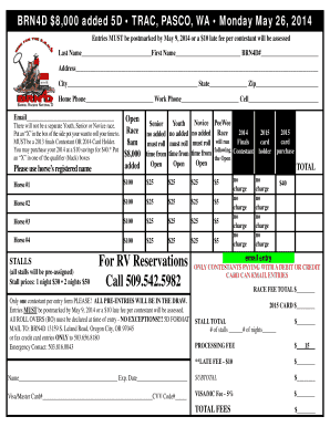 Fillable Online Memorial Day 5D Barrel Race Entry bFormb Fax Email ...