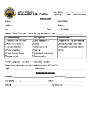 Fillable Online elmonteca DIAL-A-RIDE APPLICATION - City of El Monte ...