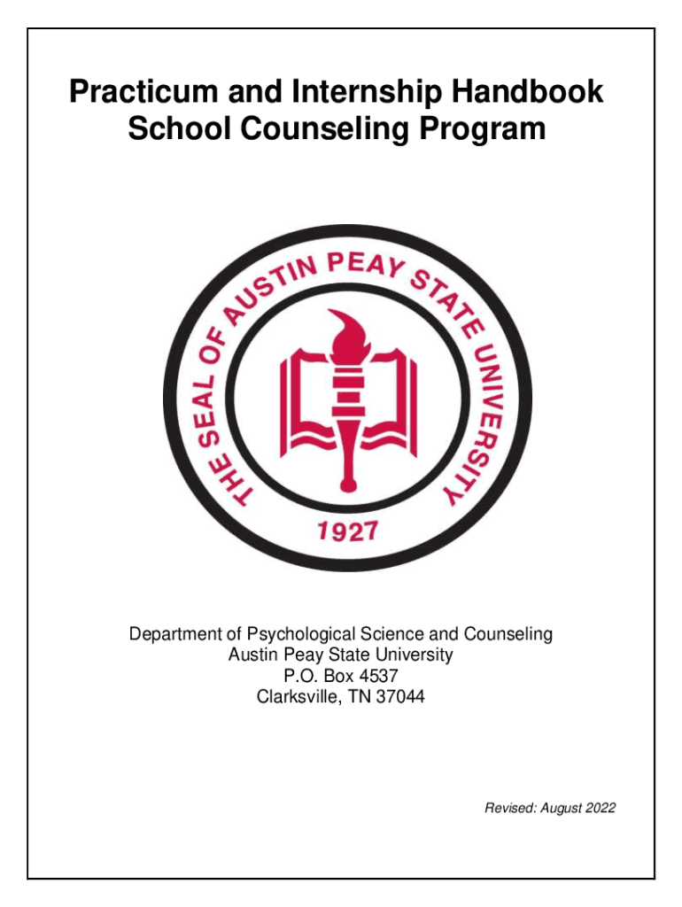 Fillable Online Practicum and Internship Handbook School Counseling ... Fax Email Print - pdfFiller