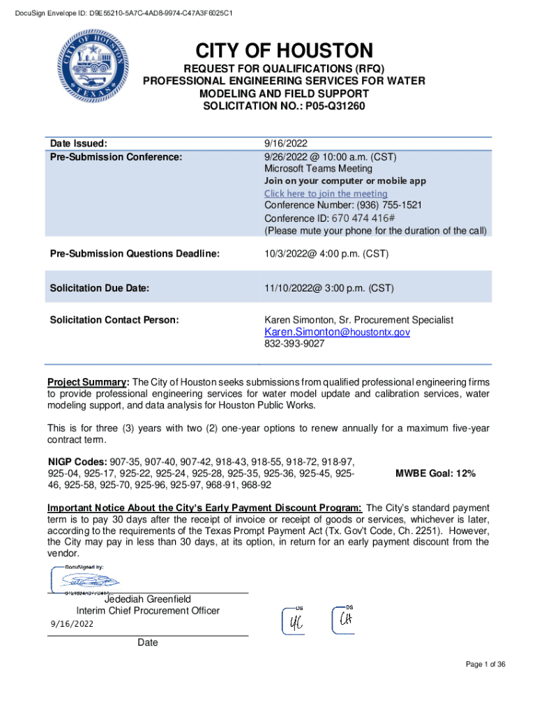 Fillable Online Strategic Procurement Division - HoustonCity of Houston ...