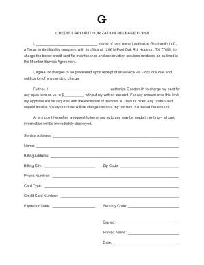Fillable Online Free Credit Card Authorization Forms (WordPDF)Credit ...
