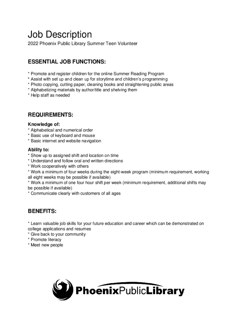 Fillable Online www.phoenix.govhrjob-descriptionsCity of Phoenix Job ...