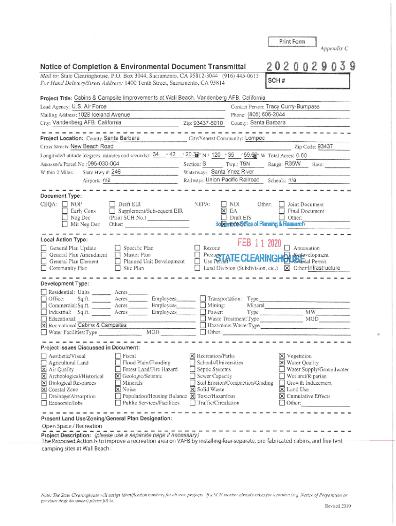 Fillable Online ceqanet.opr.ca.gov 2020029039 2Cabins & Campsite ...