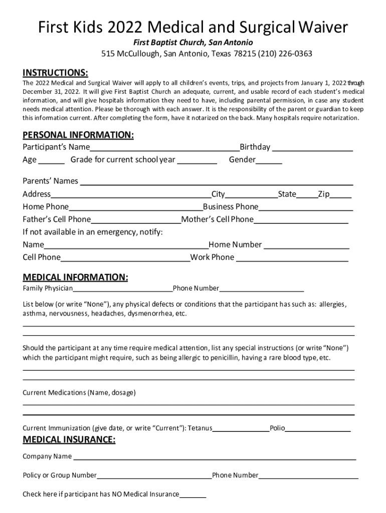 Fillable Online waiver.smartwaiver.comw5c3e36d2620a0First Baptist ...
