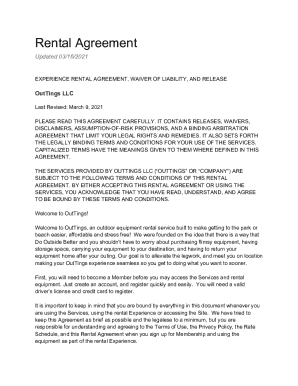 Fillable Online Rental, Waiver and Release of Liability Agreement - US ...