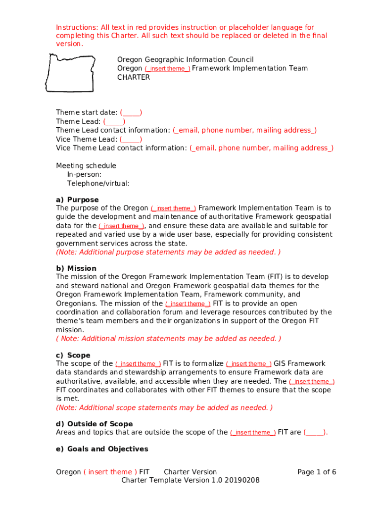 FIT Theme Charter Template v1.0 Doc Template | pdfFiller
