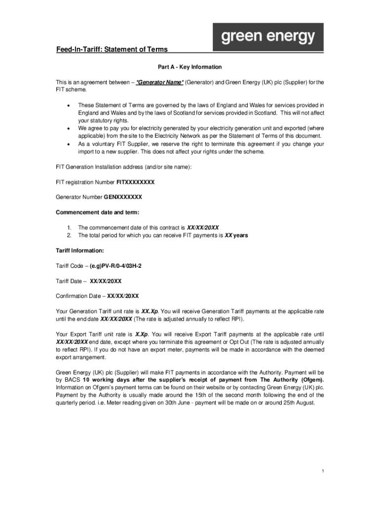 Fillable Online www.greenenergyuk.comfitfittermscommercialFeed-In ...