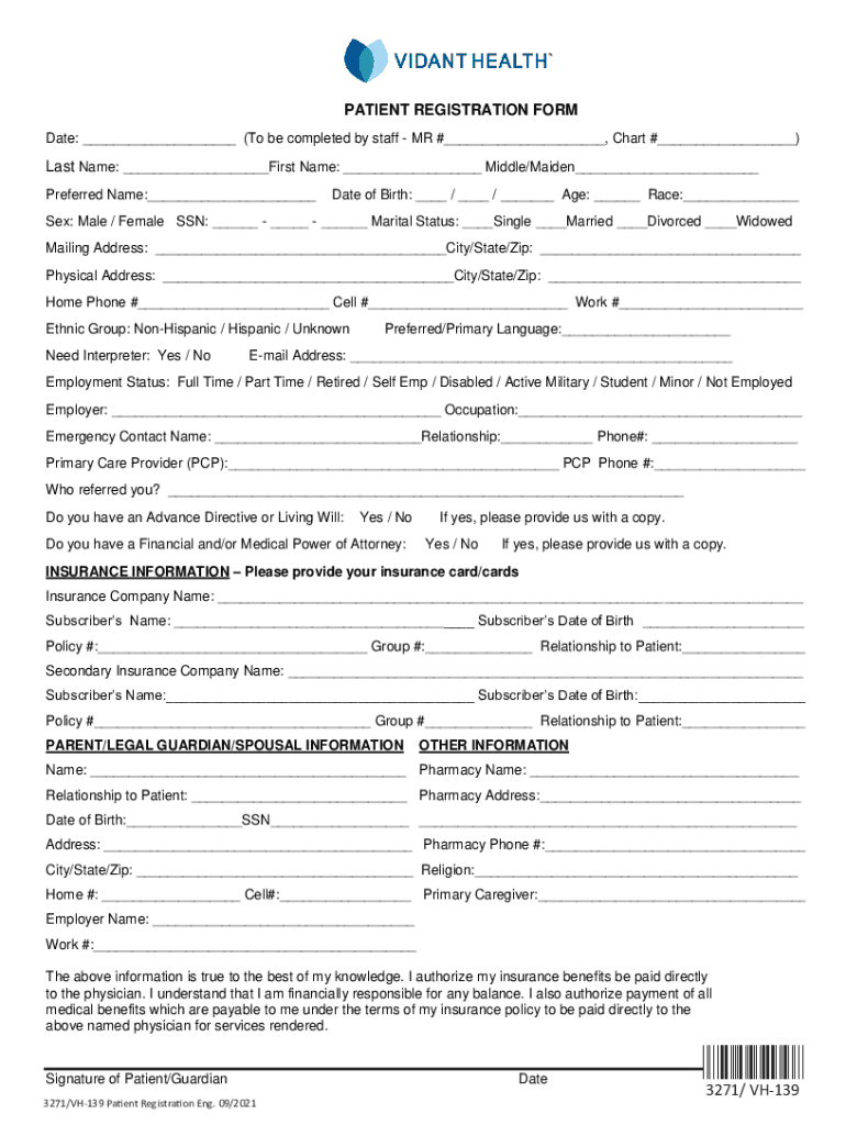 Fillable Online www.ecuhealth.org06Patient-registrationPATIENT ...