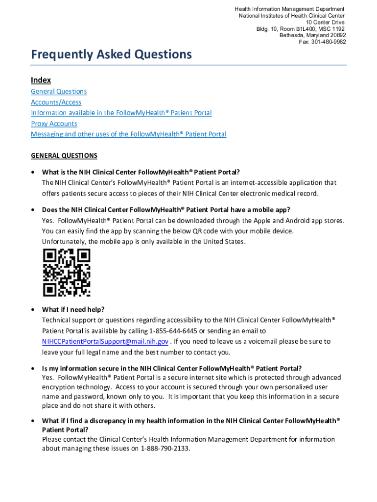 Fillable Online FollowMyHealth Frequently Asked Questions ...