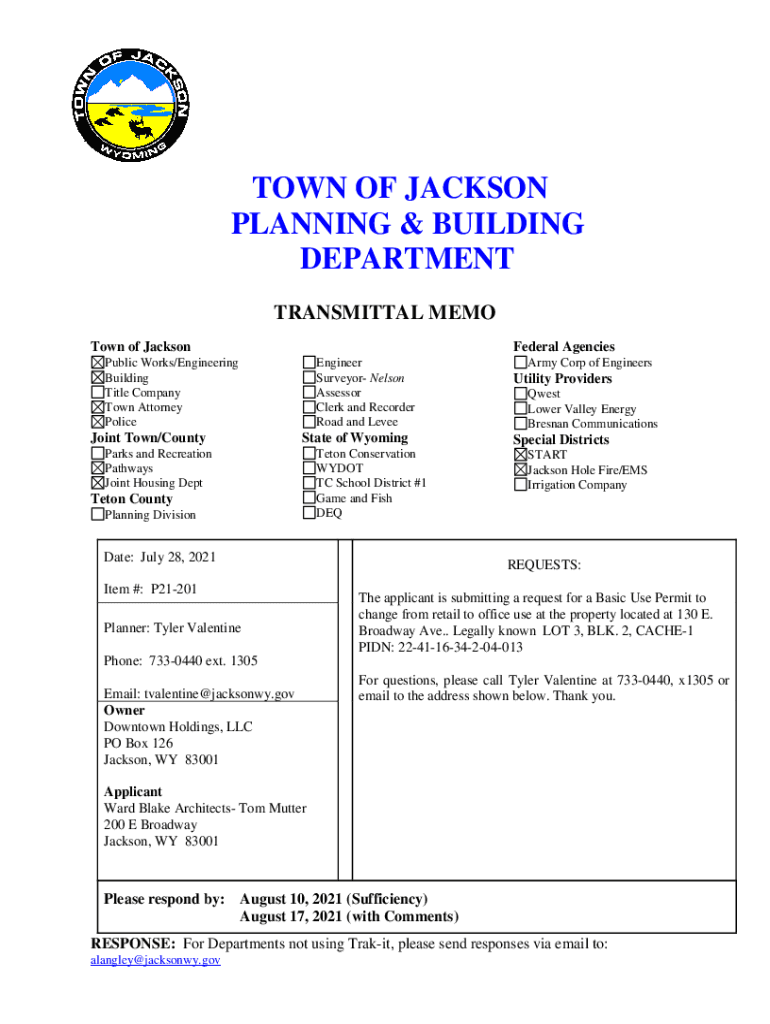 Fillable Online www.jacksonwy.gov P21/201/130-E-Broadway-BUPTOWN OF ...