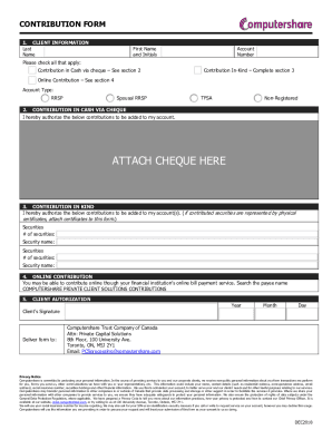 Fillable Online Contribution Form - Computershare Fax Email Print ...