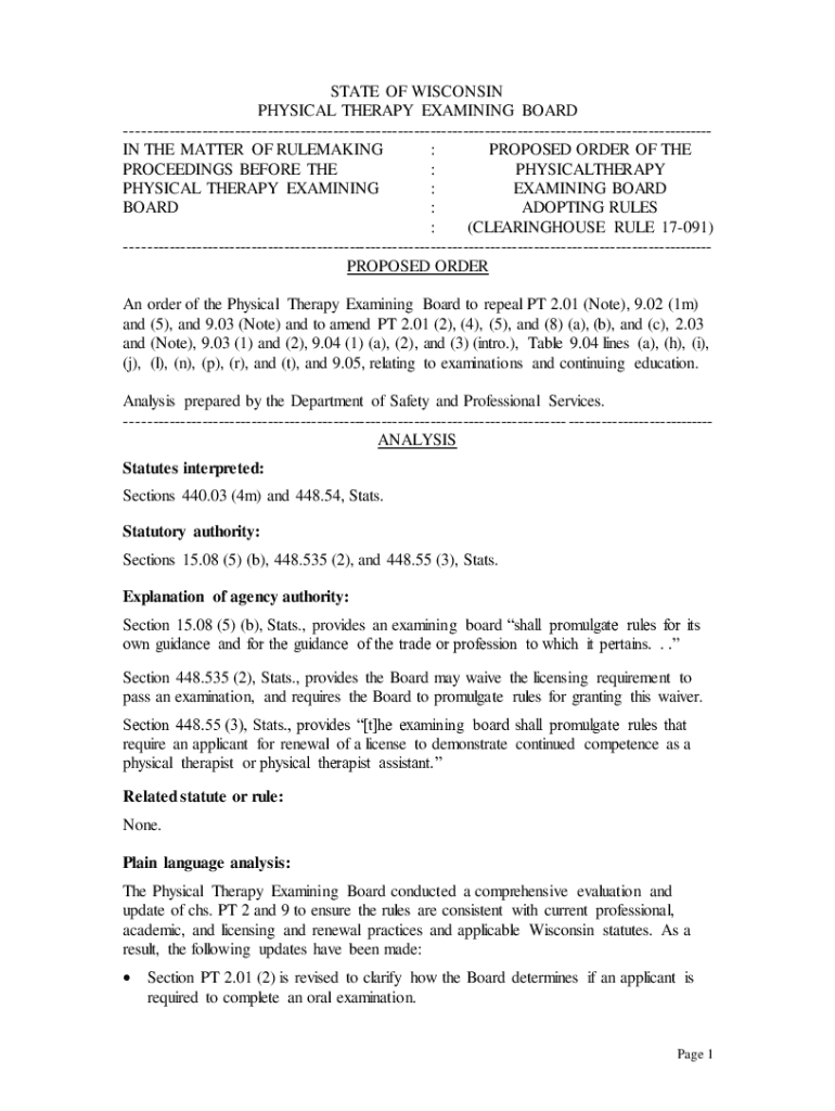 Fillable Online docs legis wisconsin dsps.wi.govPagesBoardsCouncilsDSPS Physical Therapy ...