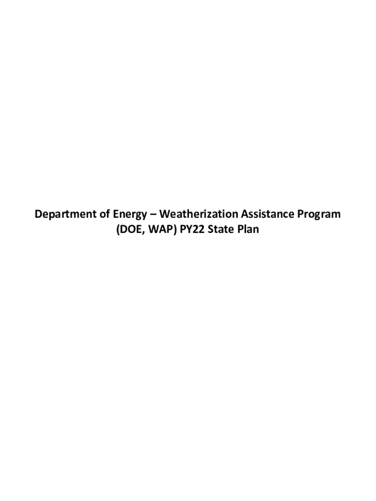 Fillable Online Department of Energy Weatherization Assistance Program ...