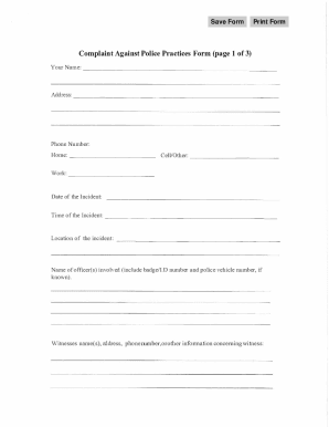 Fillable Online Complaint Against Police Practices Form (page 1 of 3) Fax Email Print - pdfFiller