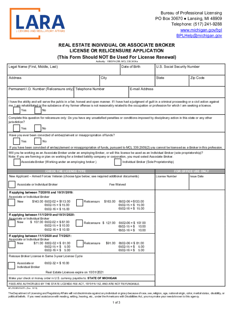 Fillable Online Fillable Bureau of Professional Licensing PO Box 30670 ...