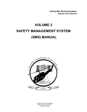 Fillable Online VOLUME 2 SAFETY MANAGEMENT SYSTEM (SMS) MANUAL ...